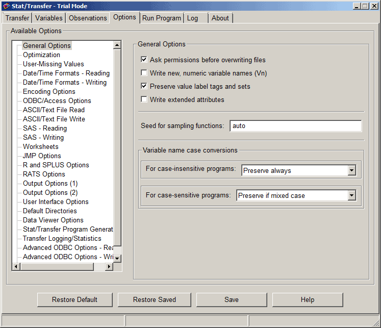 Stat/Transfer - File Transfer between all relevant Statistic Programs