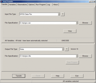 Stat/Transfer - File Transfer between all relevant Statistic Programs
